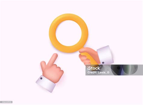 검색 연구 및 분석의 개념 돋보기를 들고 있는 손 손에 광학 도구 관찰 또는 검사 발견 기호 웹 사이트 아이콘입니다 3차원