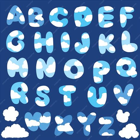 Premium Vector Cloud Alphabet Font Vector Set For School Colorful