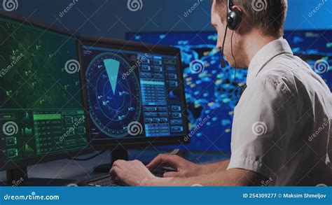 Workplace Of The Professional Air Traffic Controller In The Control