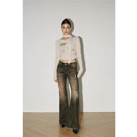 Badu Bg Сини дамски прави дънки с висока талия Дизайн на улично облекло Корейска мода Винтидж