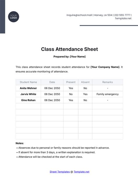 Free Attendance Sheet Templates Editable And Printable