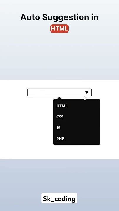 Auto Suggestion In Html Html List Auto Suggestion Html Html5 Youtube