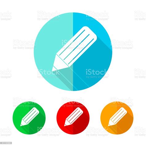 一組鉛筆圖示向量插圖向量圖形及更多器材圖片 器材 圓形 圖示 Istock