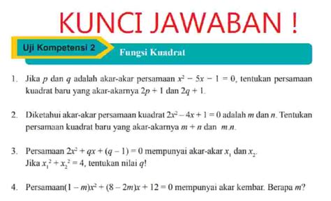Persamaan Kuadrat X2 2x70 Mempunyai Akar Akar X1 Dan X2 Dengan Caranya