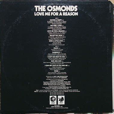 The Osmonds Love Me For A Reason Breakwell Records