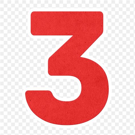 Red Number Three Sticker Design Premium Png Sticker Rawpixel