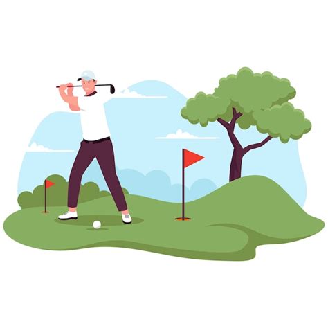 Premium Vector Flat Design Of Man Playing Golf