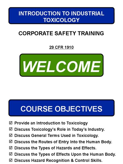 Introduction To Industrial Toxicology Welcome Pdf Toxicity Dose