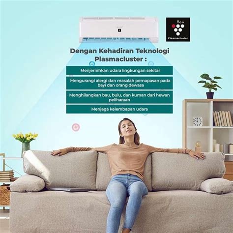 Promo Ac Sharp Inverter Plasmacluster 1pk Ah Xp10bmy Plus Diskon 32 Di