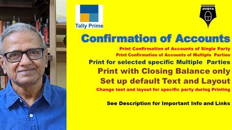 Confirmation Of Ledger Accounts Printing In Tally Youtube