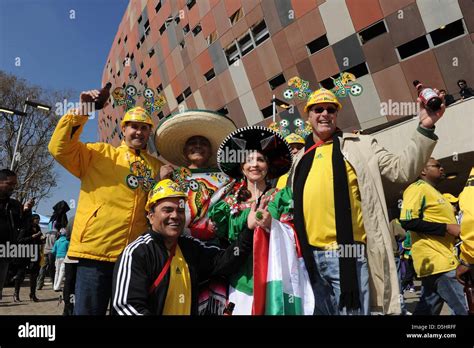 Mexican And South African Supporters Cheer Prior To The Opening