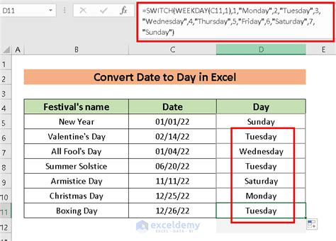 How To Convert Date To Day In Excel 7 Quick Ways Exceldemy