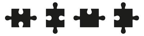 Jigsaw Pieces Combination Puzzle Parts Silhouette Icon Set Team Connects Together Solid Symbol