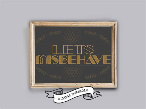 Lets Misbehave Art Deco Poster Retro Downloadable 1920s Print Roaring
