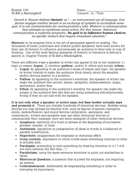Analyzing Atticus Speech Pdf Rhetoric Truth