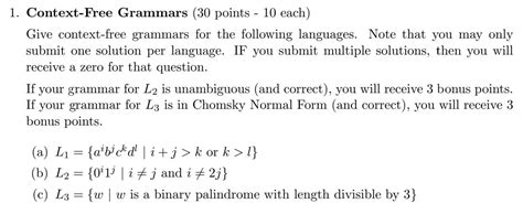 Solved 1 Context Free Grammars 30 Points 10 Each Give