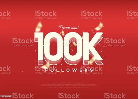 100k 추종자의 현대적인 디자인 축하 고급스러운 빨간색 배경에 포스터 배너 축하 인사말을 위한 프리미엄 벡터 3차원 형태에