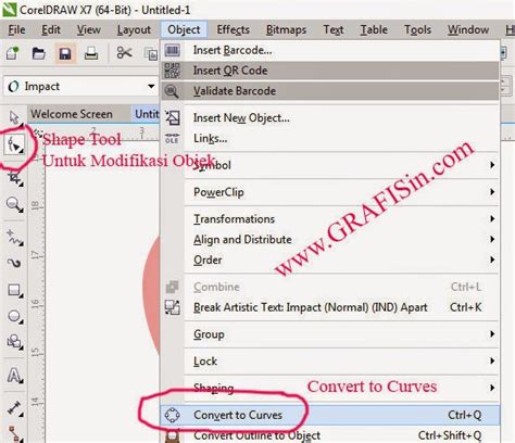 cara convert objek shape dan text ke curve pada coreldraw