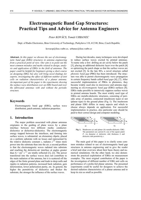 Pdf Electromagnetic Band Gap Structures Practical Tips And Advice For Antenna Engineers