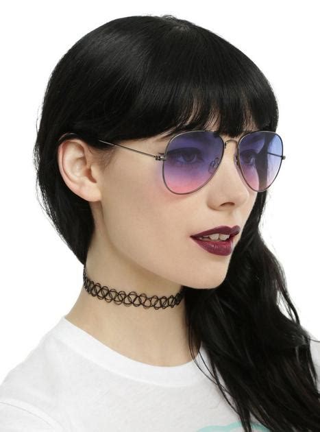 Hematite Purple And Pink Ombre Lens Aviator Sunglasses Hot Topic