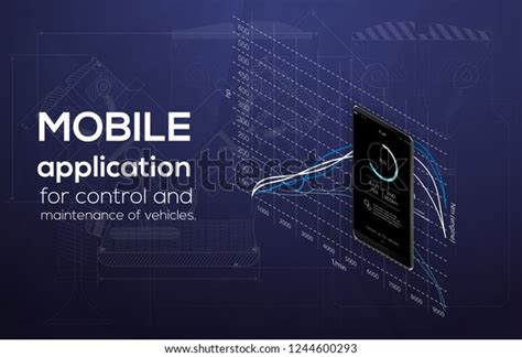 Isometry Mobile Application Smartphone Car Theme Stock Vector Royalty