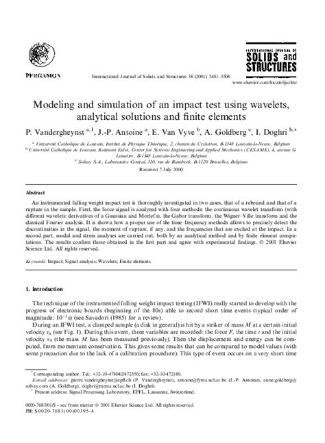 pdf modeling and simulation of an impact test using wavelets