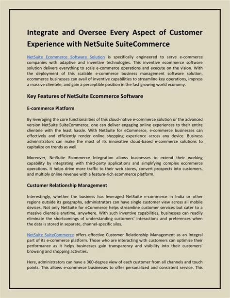 PPT Integrate And Oversee Every Aspect Of Customer Experience With NetSuite SuiteCommerce