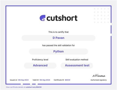 Pavan D On Linkedin Python Skill Assessment Test Certification In Cutshort