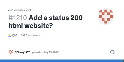 Add A Status 200 Html Website · Eritislami Evobot · Discussion 1210 · Github