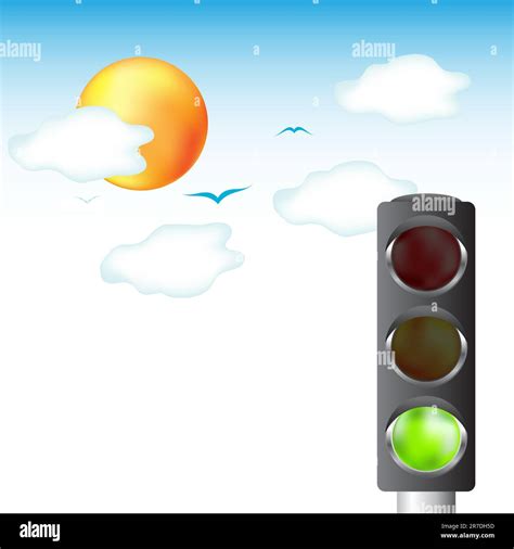 Green Light Of Traffic Light Sky Background Vector Illustration Stock Vector Image And Art Alamy