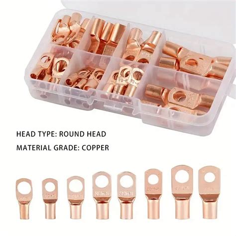 60pcs 구리 링 터미널 열 수축 와이어 커넥터 구리 작은 구멍 터미널 커넥터 전기 와이어 케이블 압착 커 Temu