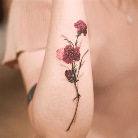 17 Carnation Flower Tattoo Designs That Symbolize Love And Strength