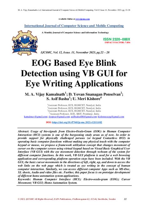 pdf eog based eye blink detection using vb gui for eye writing