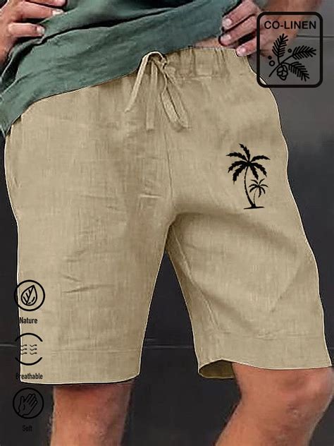 Royaura® Cotton Linen Flax Coconut Tree Print Breathable Moisture