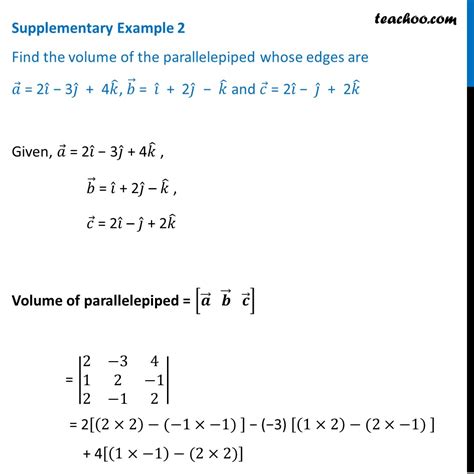 Find Volume Of Parallelepiped Whose Edges Are A I J K B I
