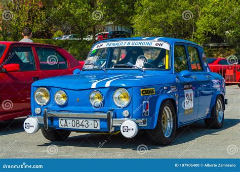 Renault R8 Gordini Text Logo And Brand Sign Blue French Race Sports Car