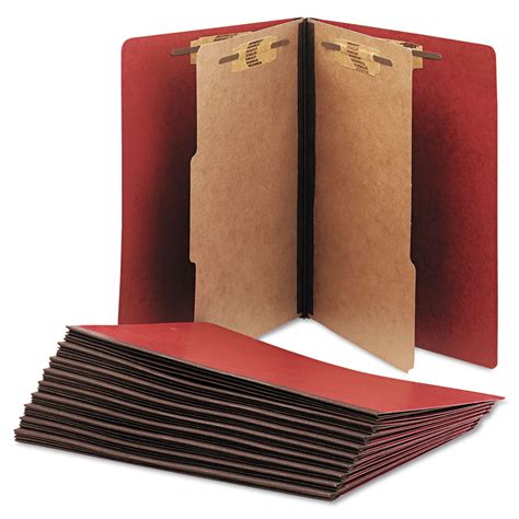 Skilcraft Pressboard Top Tab Classification Folder 2 Dividers Letter Size Earth Red 10box