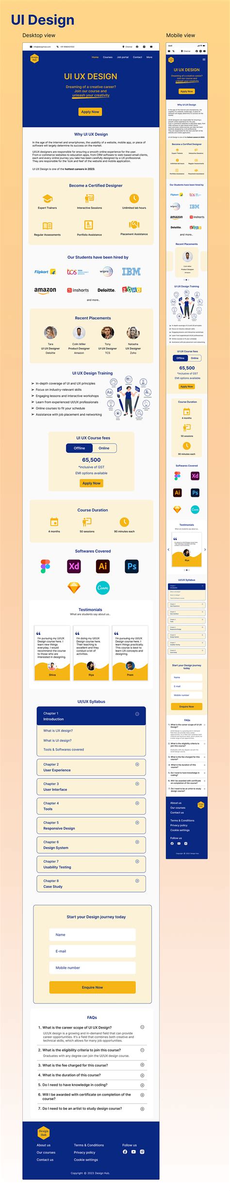 responsive web design ui ux course website on behance