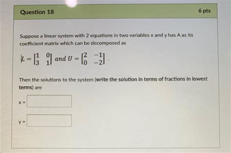 Solved Suppose A Linear System With 2 Equations In Two Chegg Com