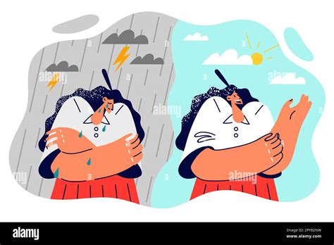 Girl Is Experiencing Problems Due To Sharp Change In Weather Affecting Mood And Provoking
