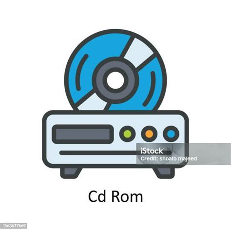 Cd Rom 벡터 채우기 윤곽선 아이콘 디자인 그림입니다 흰색 배경에 멀티미디어 기호 Eps 10 파일 0명에 대한 스톡 벡터