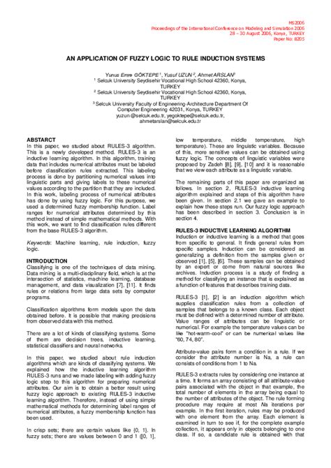 pdf an application of fuzzy logic to rule induction systems