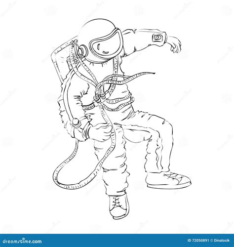Astronauta Que Flota En El Espacio Esquema Stock de ilustración
