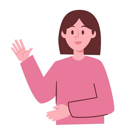 Woman With Waving Hand Gesture 13336387 Vector Art At Vecteezy