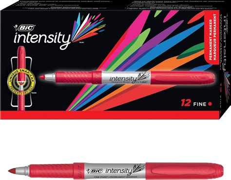 Brandclub Bic Intensity Red Permanent Markers Fine Point 12 Count