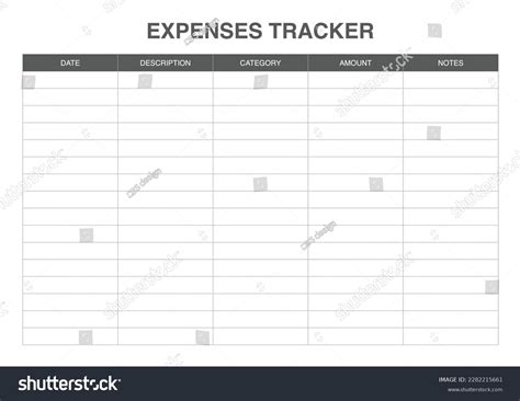 Printable Expenses Tracker Simple Template Design Stock Vector Royalty