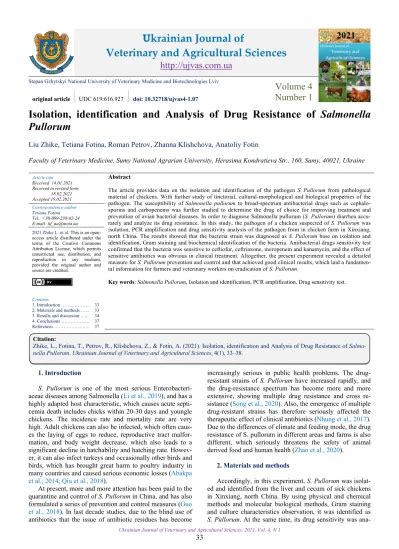 Isolation Identification And Analysis Of Drug Resistance Of Salmonella