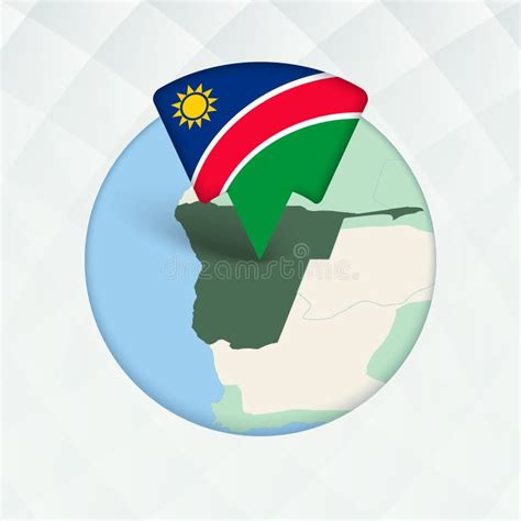 namibia map highlighted with flag marker stock vector illustration of