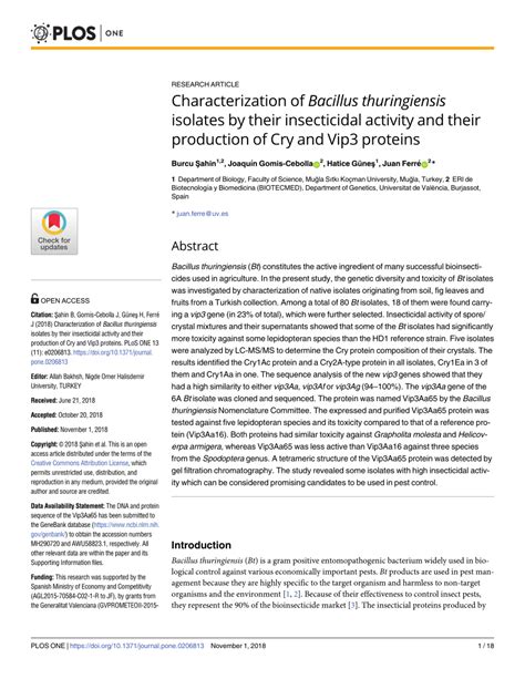 Pdf Characterization Of Bacillus Thuringiensis Isolates By Their