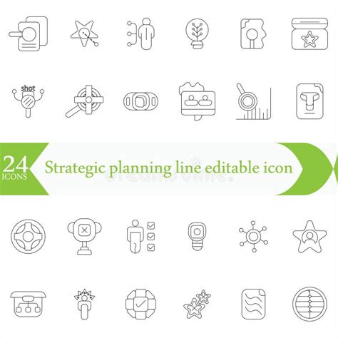 Strategic Planning Line Editable Icon Set Containing As Business Planning Strategy Strategic